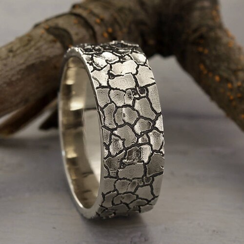 Unique Cracked Men's Ring Men's Dry Earth Band | Etsy