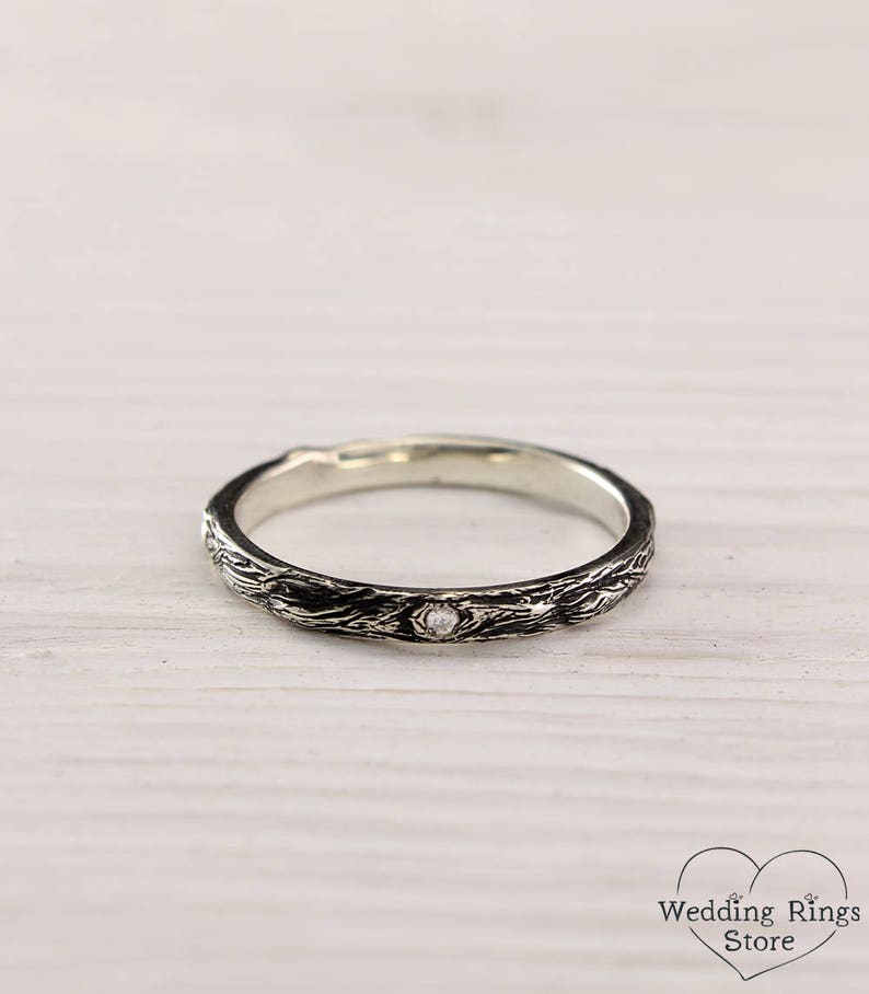 Diamond Tree Bark Engagement Ring Womens Tree Ring Diamond - Etsy