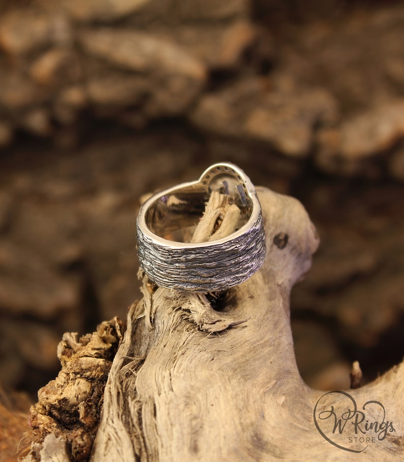 Two Wolves Sterling Silver Band With Cubic Zirconia Unique - Etsy