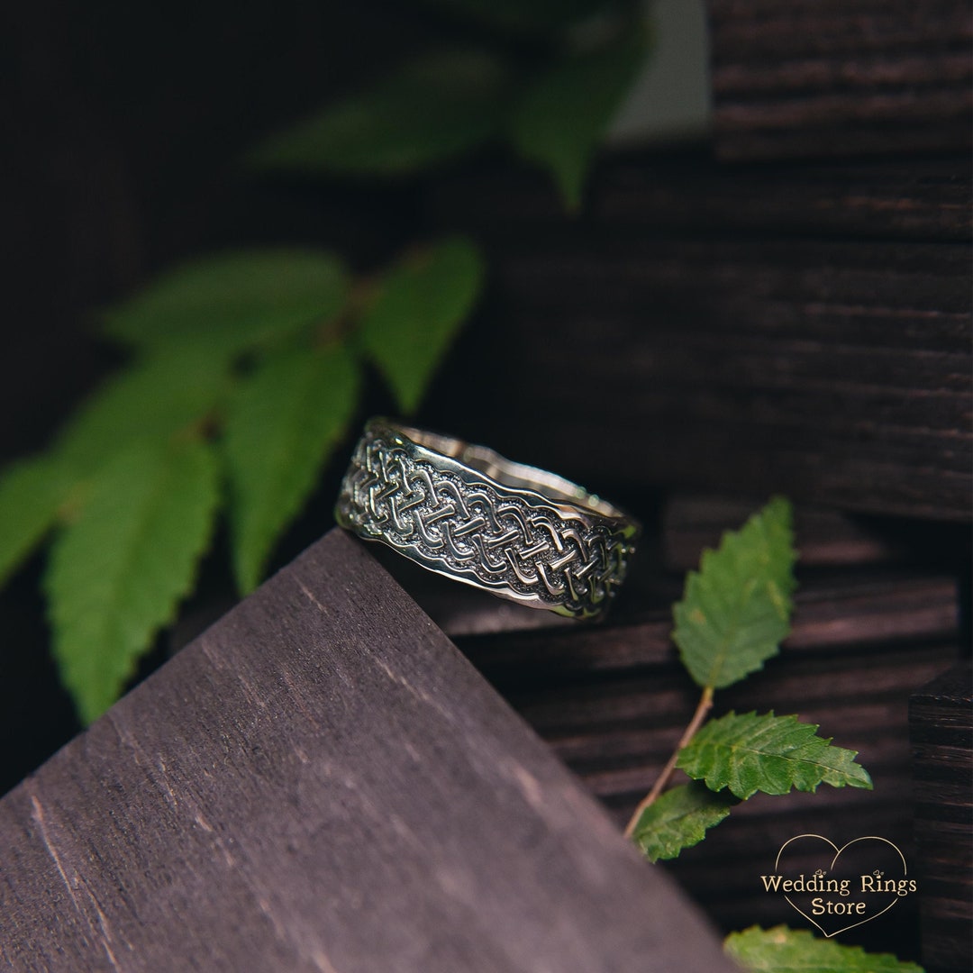 Celtic Knot Braided Ring - Durable Silver Chunky Ring - Wide Celtic ...
