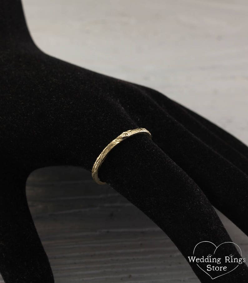 Tree tiny wedding band Tree bark women's ring Nature | Etsy