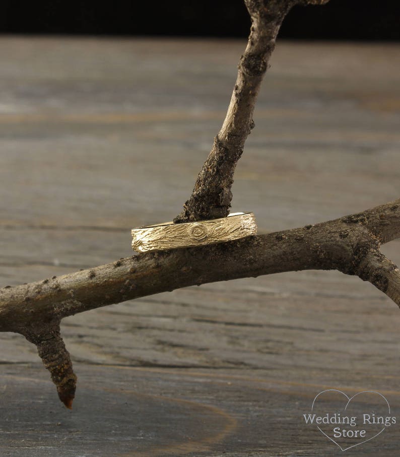 Tree bark wedding band Men's tree wedding band | Etsy