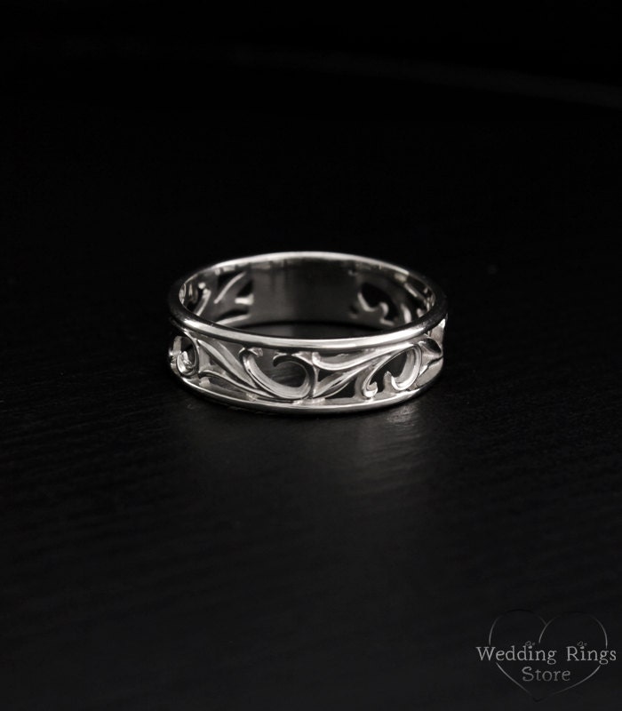 Leaves Wedding Band Silver Nature Ring Leaves Band Nature - Etsy