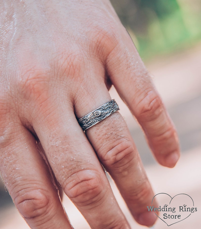 Tree Bark Wedding Band Rustic Wedding Ring Family Tree - Etsy