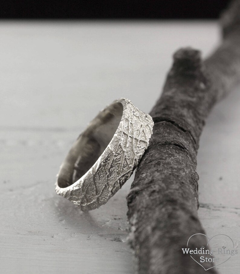 Rustic style man's wedding band in sterling silver with | Etsy