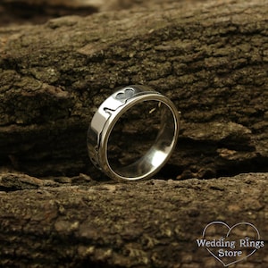 Heartbeat Wedding Ring Men - Sterling Silver Heart Ring Band - Pulse ...