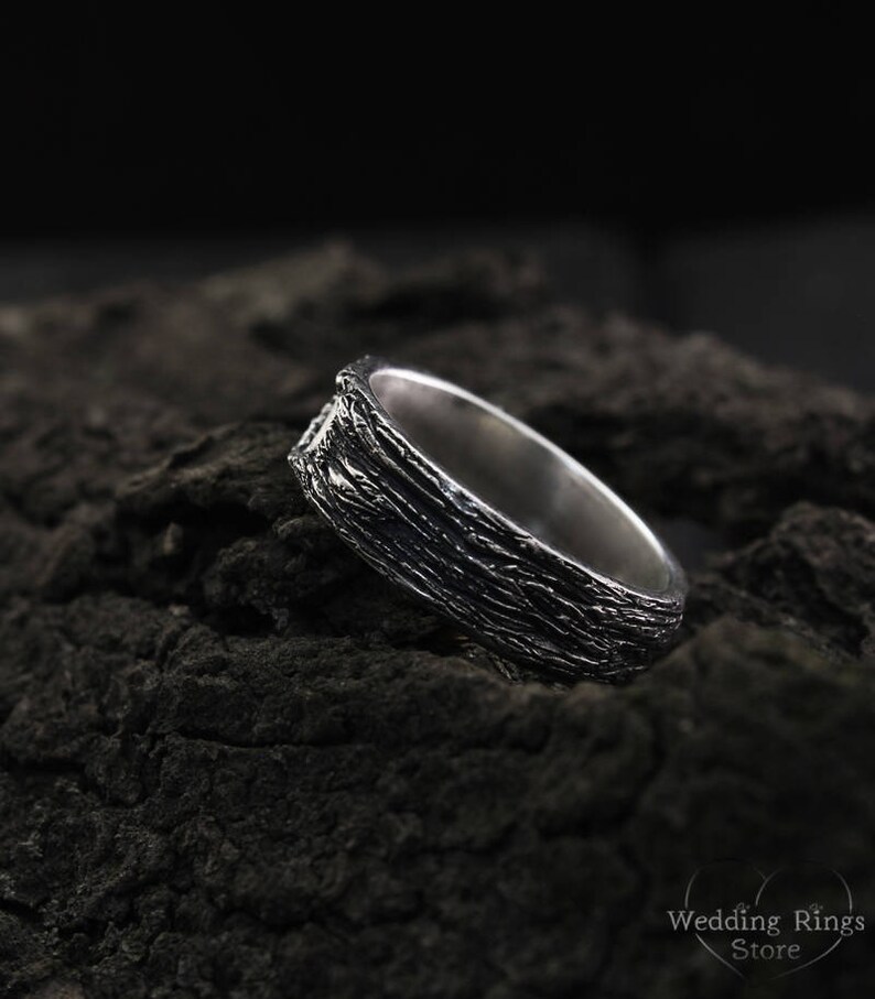 Tree Wedding Band Heart Wedding Ring Rustic Ring Unique | Etsy