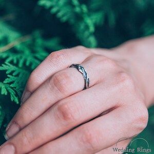 Branch Ring, Nature Wedding Ring, Leaves Wedding Band, Silver Rustic ...