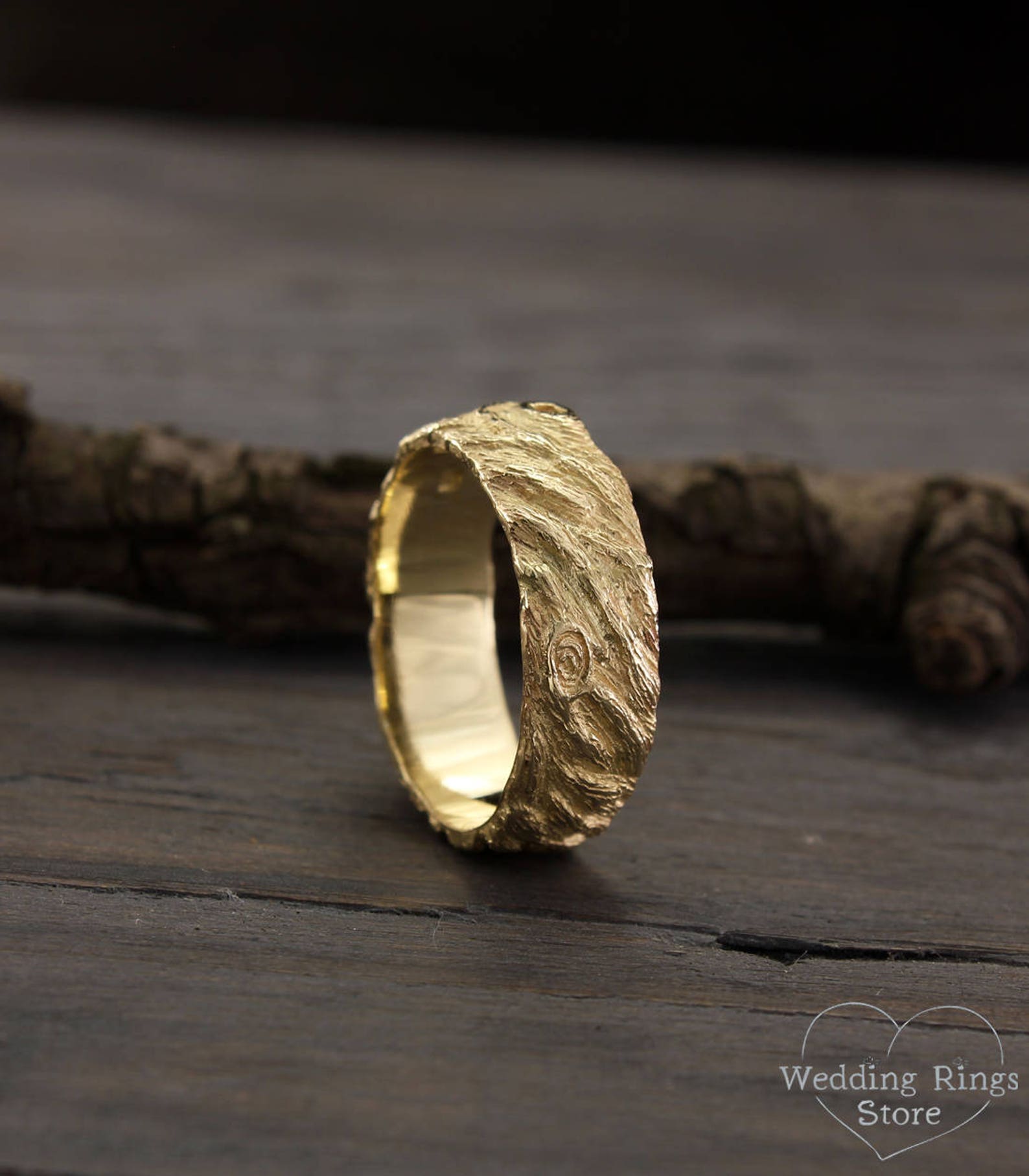 Tree bark men's wedding band Tree bark bold ring Bark | Etsy
