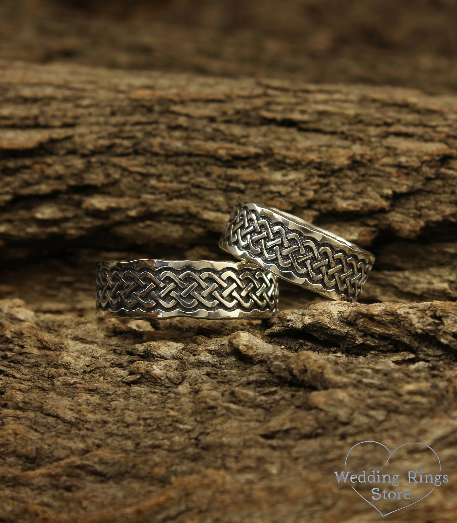 Celtic Knot Wedding Bands Set Couple Wedding Rings His and - Etsy