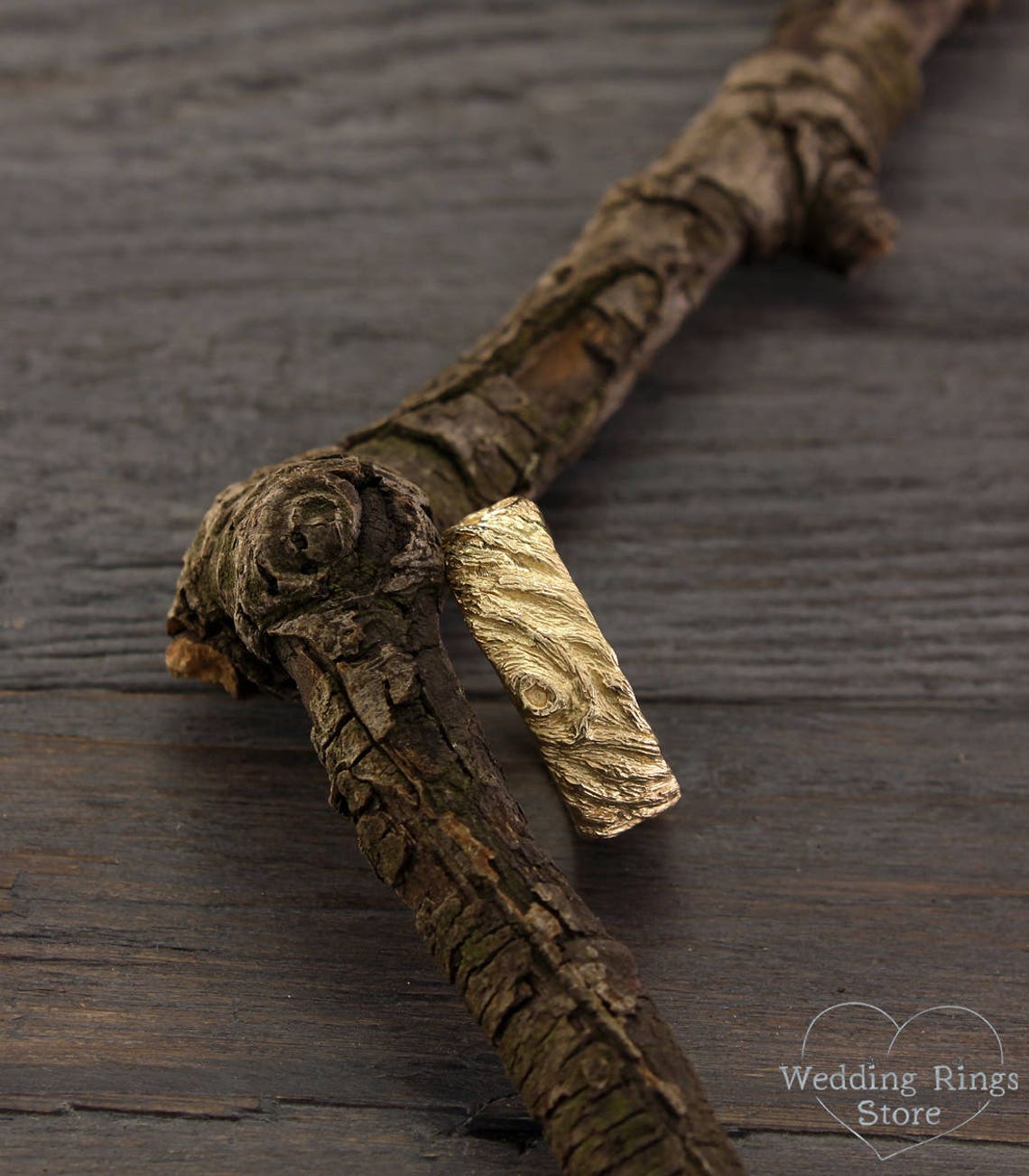 Tree bark men's wedding band Tree bark bold ring Bark | Etsy