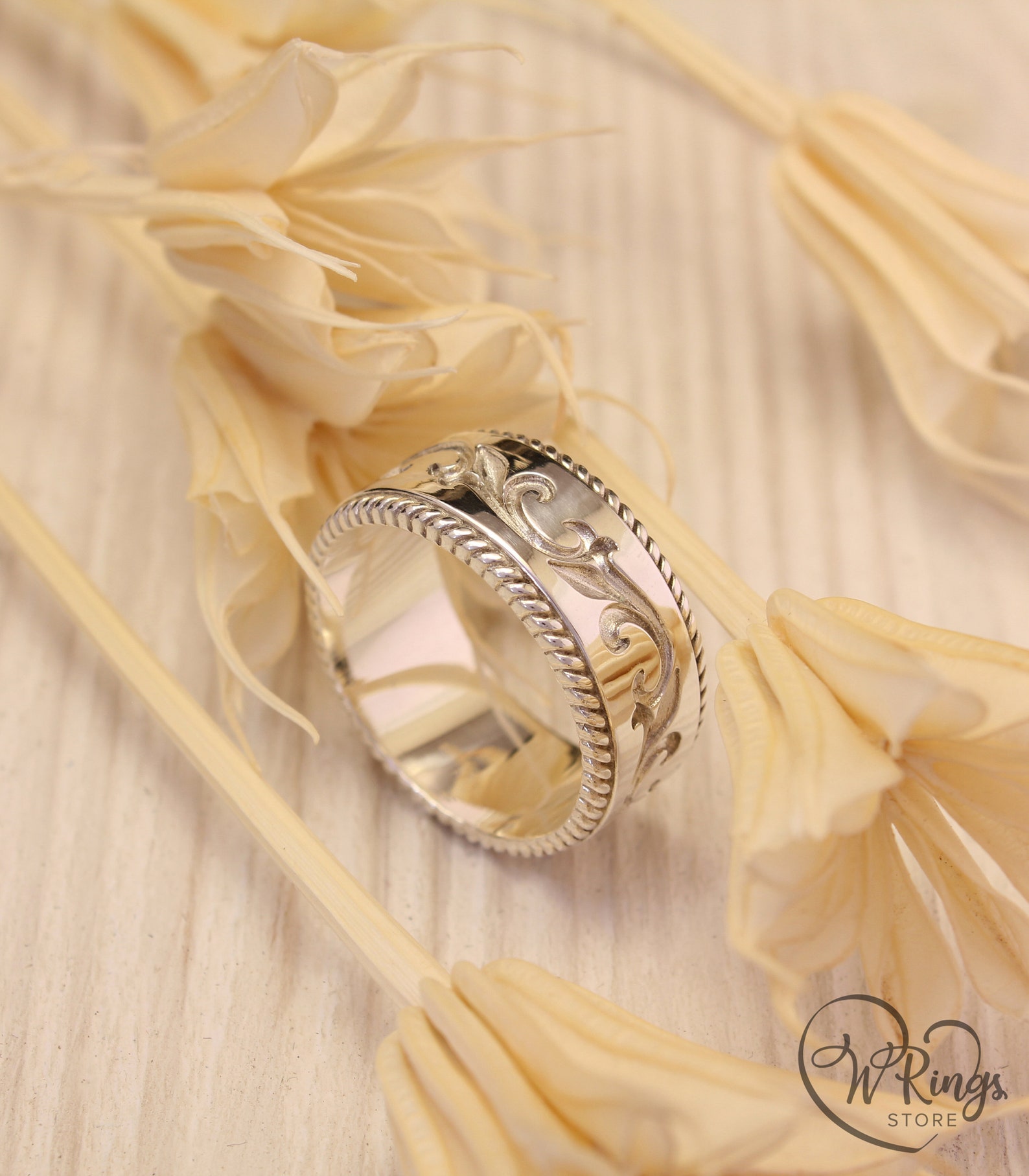 Filigree Ring in Antique Style Silver Vine Wedding Band in - Etsy