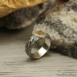 Personalized Shield Men's Ring, Knight Sterling Silver Band, Mens ...