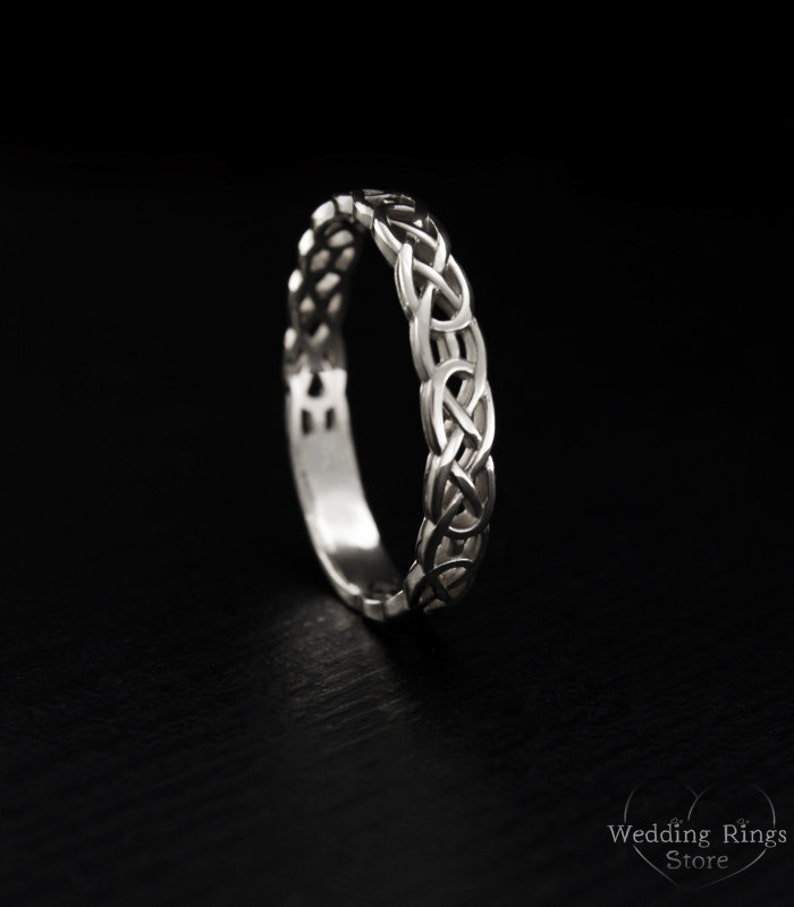 Celtic Pattern Wedding Ring Celtic Silver Engagement Ring - Etsy