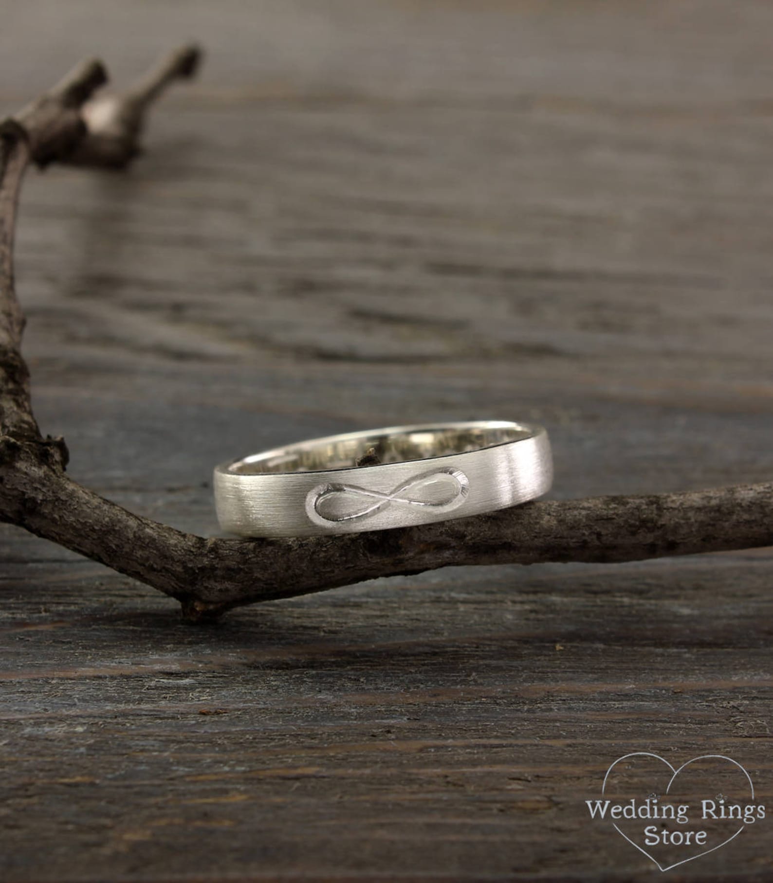 Infinity Silver Ring in Matte Finish Infinity Wedding Band | Etsy