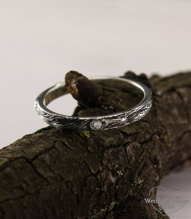 Diamond Tree Bark Engagement Ring Womens Tree Ring Diamond - Etsy