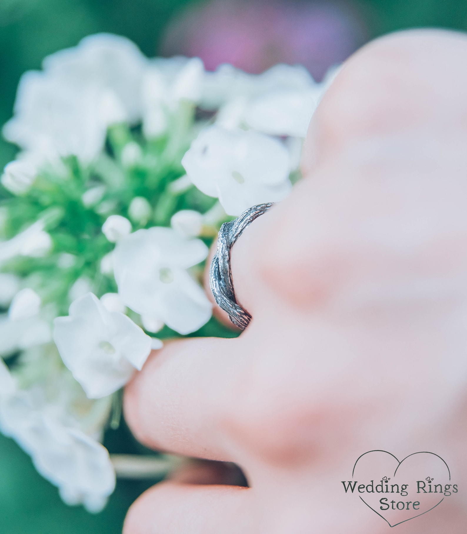 Small Braided Branch Wedding Band, Unusual Tree Bark Band, Unique ...