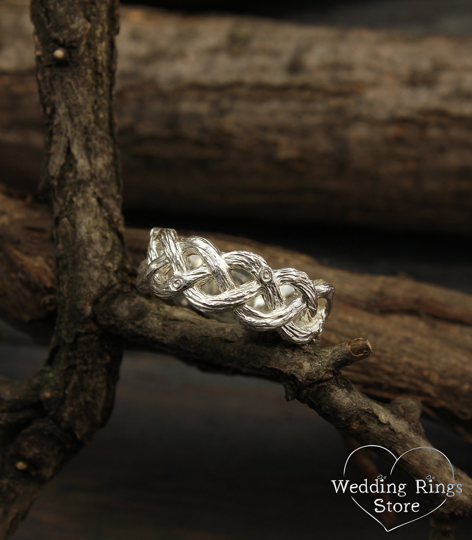 Braided tree wedding band Braided branches wedding band | Etsy