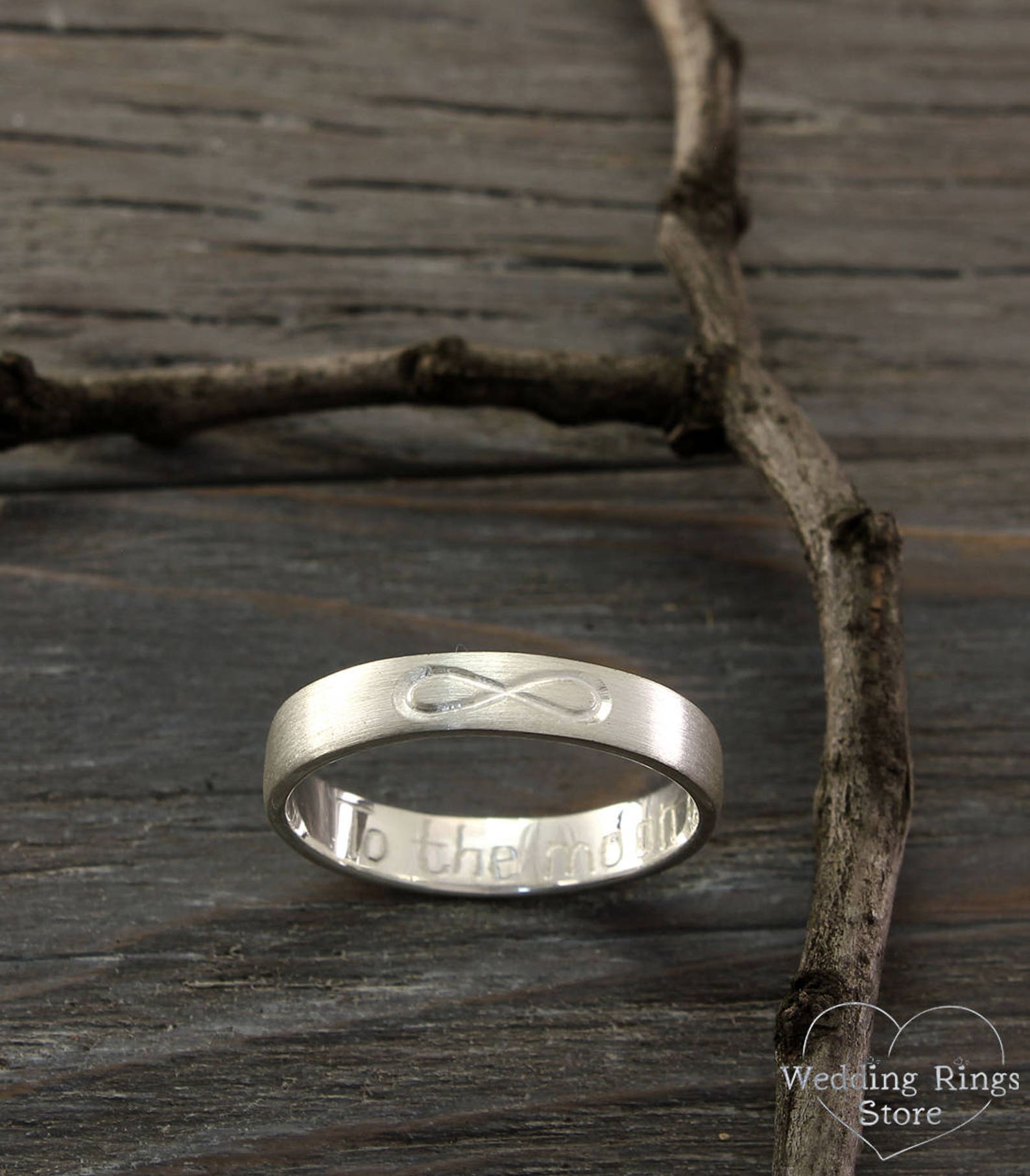 Infinity Silver Ring in Matte Finish, Infinity Wedding Band, Men's or ...