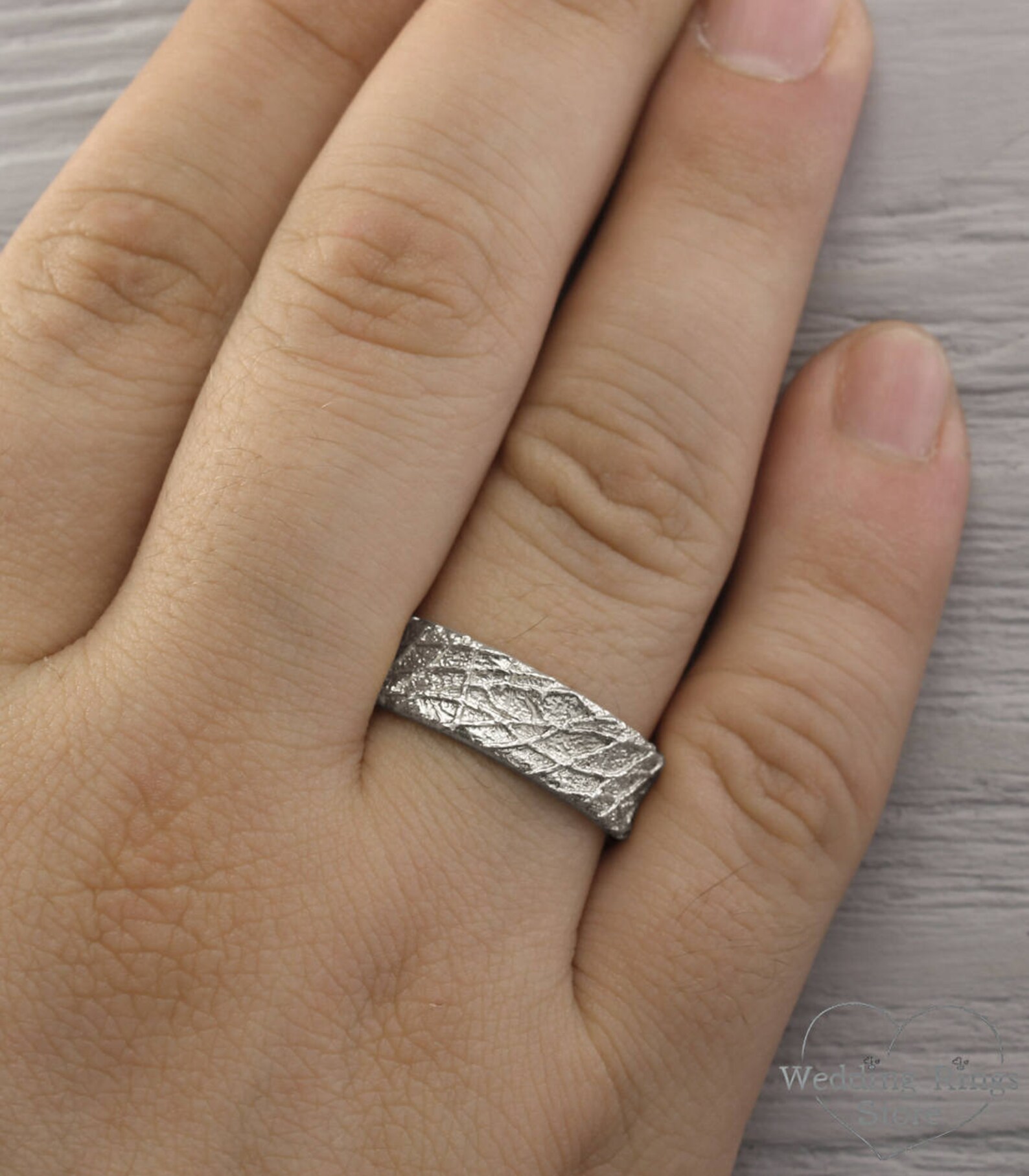 Rustic Style Man's Wedding Band in Sterling Silver With Rough Surface ...