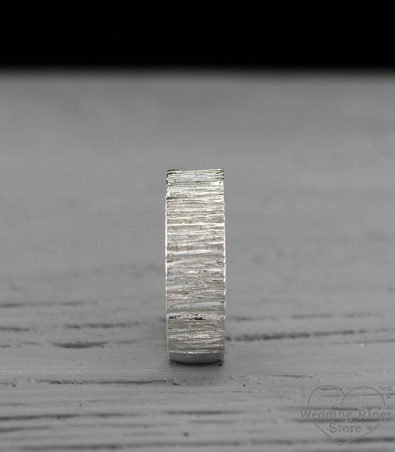 Mens Rustic Ring Tree Silver Ring Wood Bark Band Rustic | Etsy