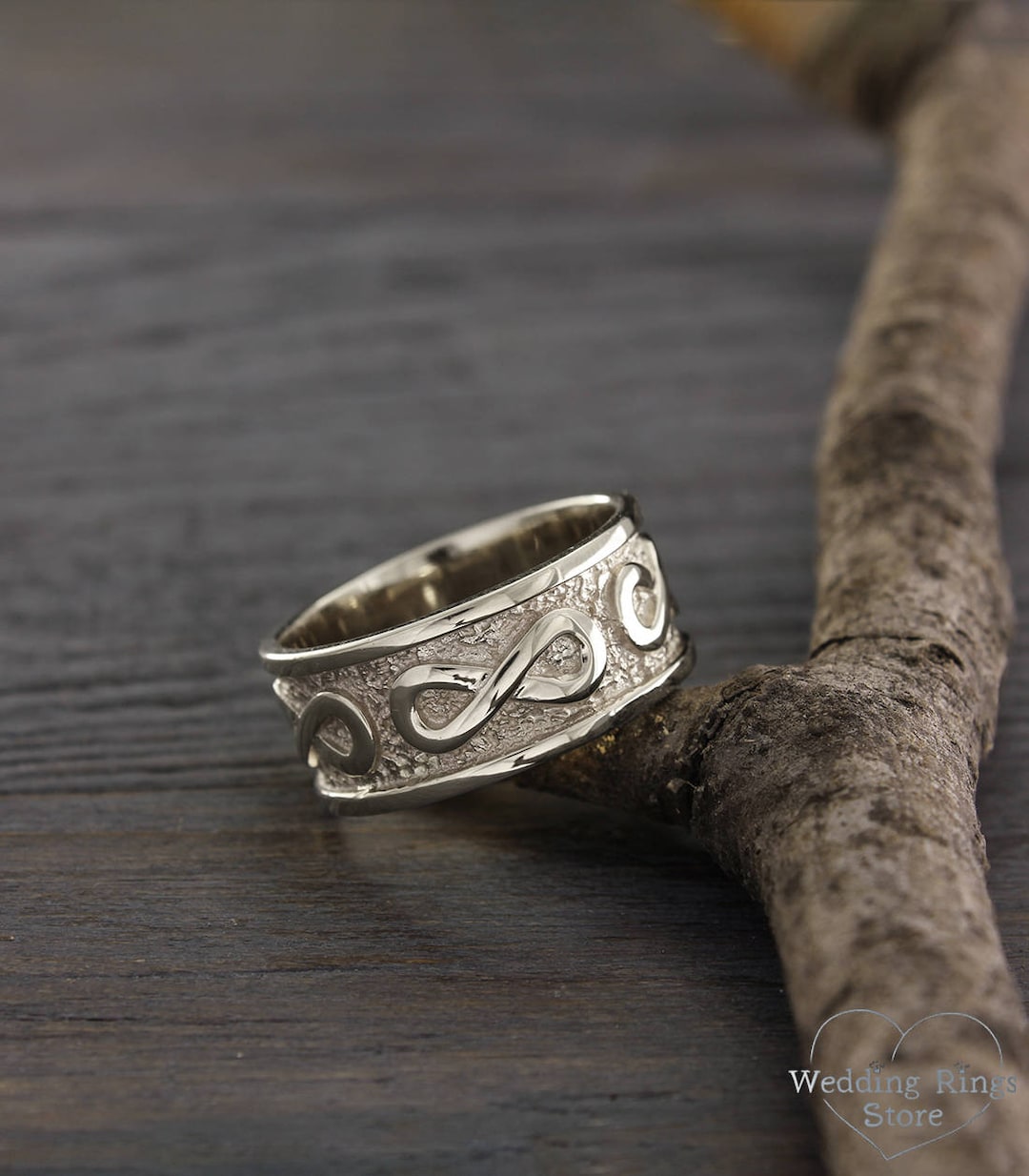 Infinity Silver Bold Wedding Band, 10mm Wide Infinity Wedding Band ...