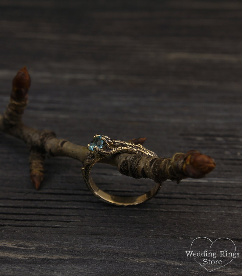 Branch engagement ring with Topaz Women's branch gold | Etsy