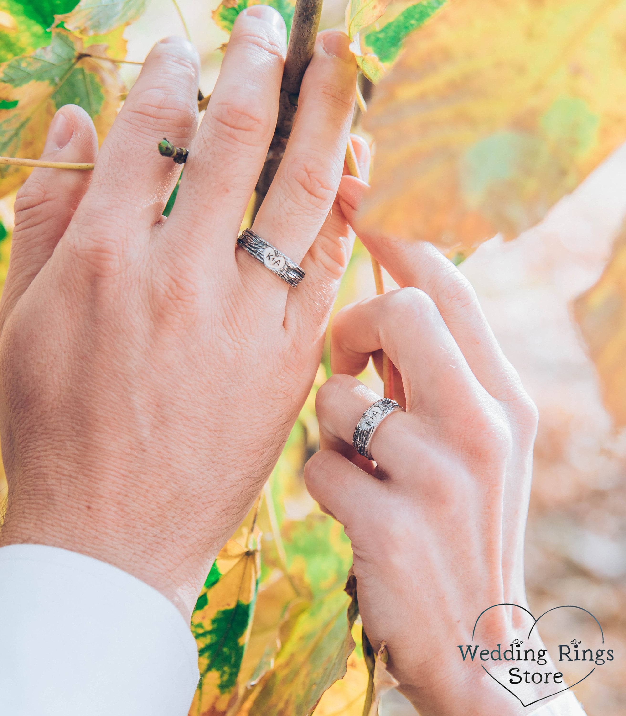 Personalized Silver Couple Wedding Bands — Matching Initials Rings Set ...