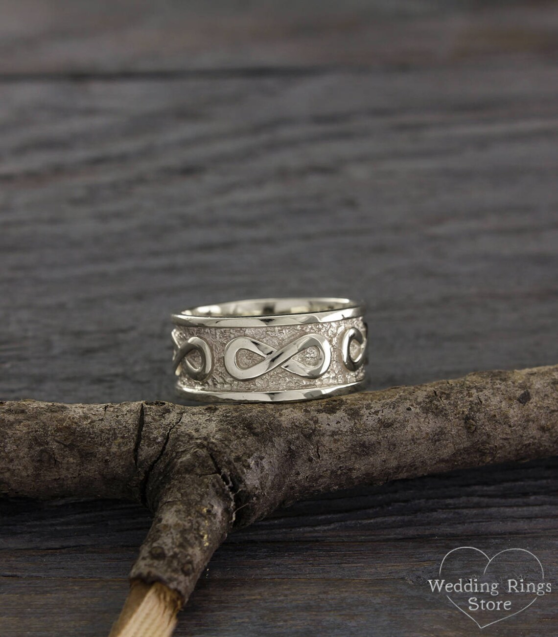 Infinity Silver Bold Wedding Band 10mm Wide Infinity Wedding - Etsy