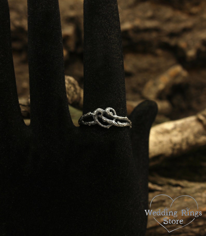 Braided branch ring with heart Heart engagement ring | Etsy
