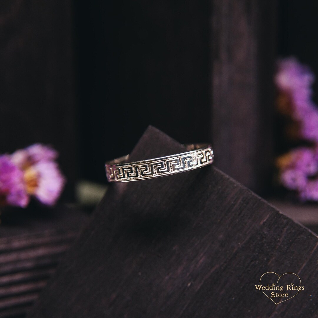 Greek Key Ring Minimalist Style - 925 Sterling Silver Greek Ring ...