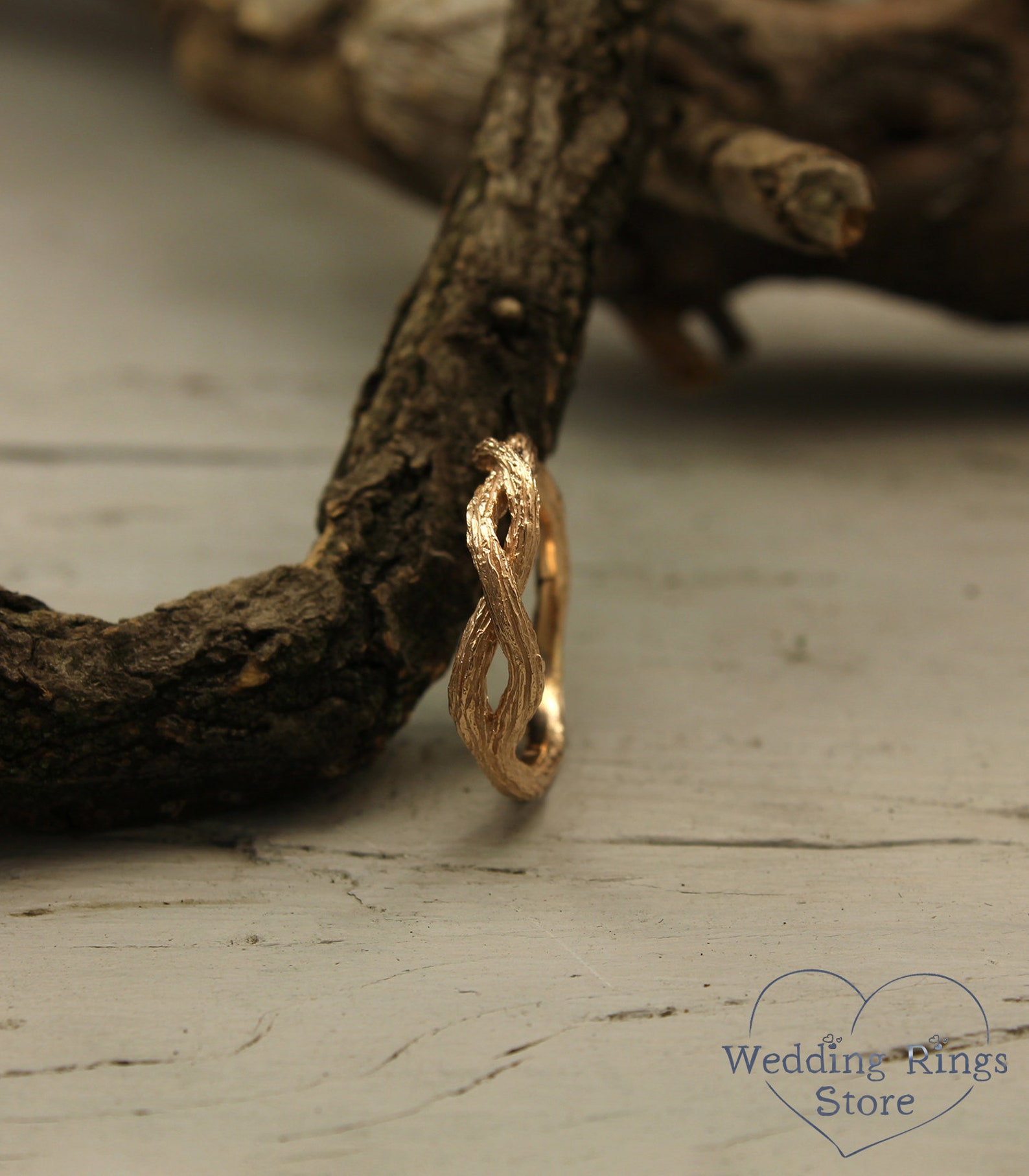 Braided branch wedding band Tree wedding band in rose gold | Etsy