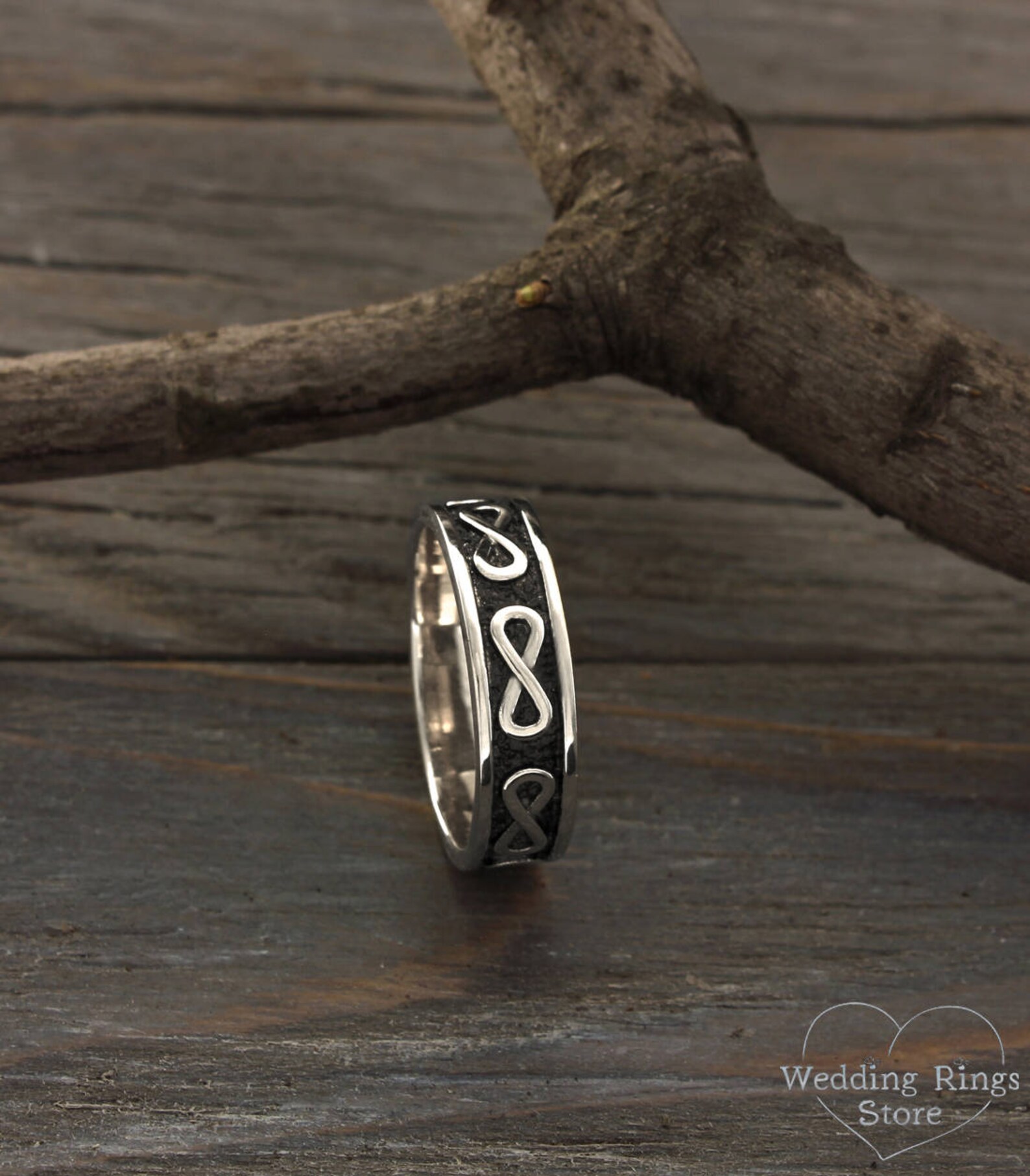 Infinity Silver Band, Men's Infinity Wedding Band, Infinity Ring, Mens ...