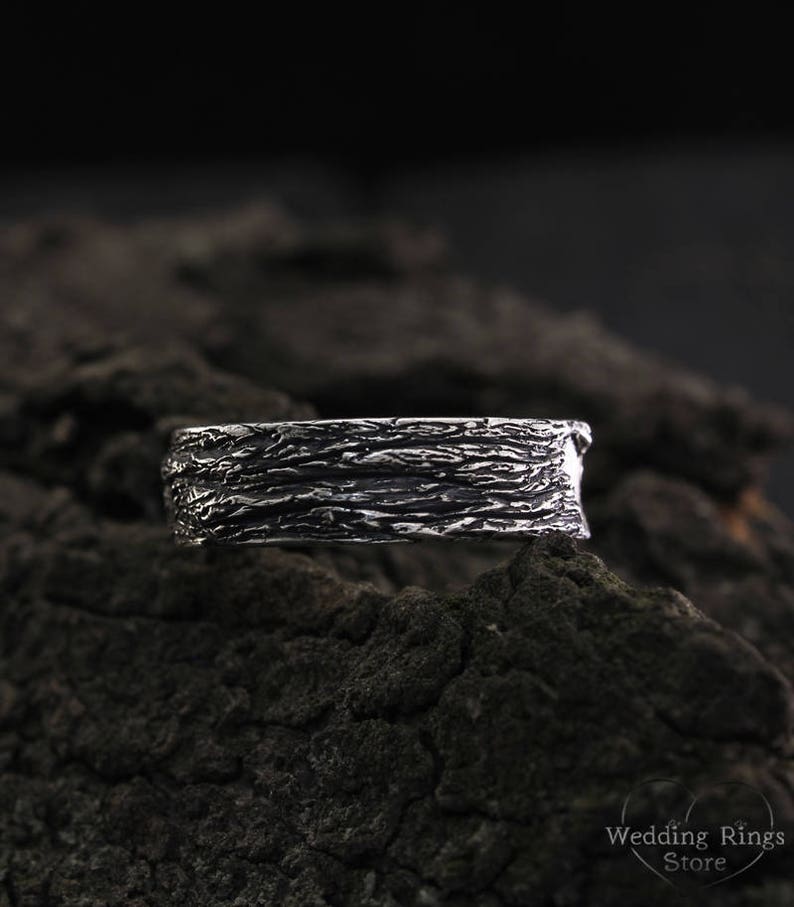 Tree Wedding Band, Heart Wedding Ring, Rustic Ring, Unique Wedding Band ...