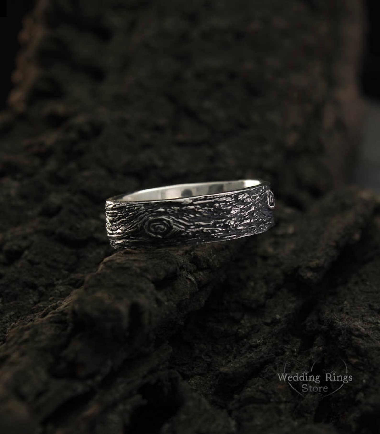 Tree Bark Wedding Band Rustic Wedding Ring Family Tree - Etsy