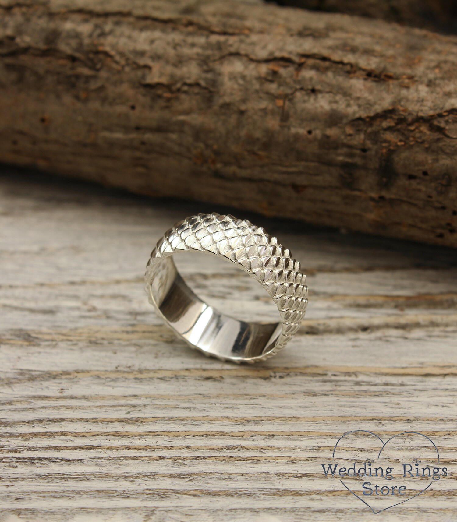 Fish Scales Ring Unique Men's Band Sterling Silver Band - Etsy