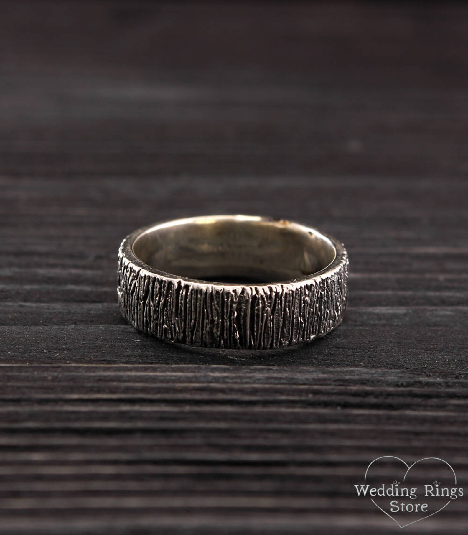 Rustic Style Wedding Band Tree Bark Ring Silver Tree Wedding | Etsy
