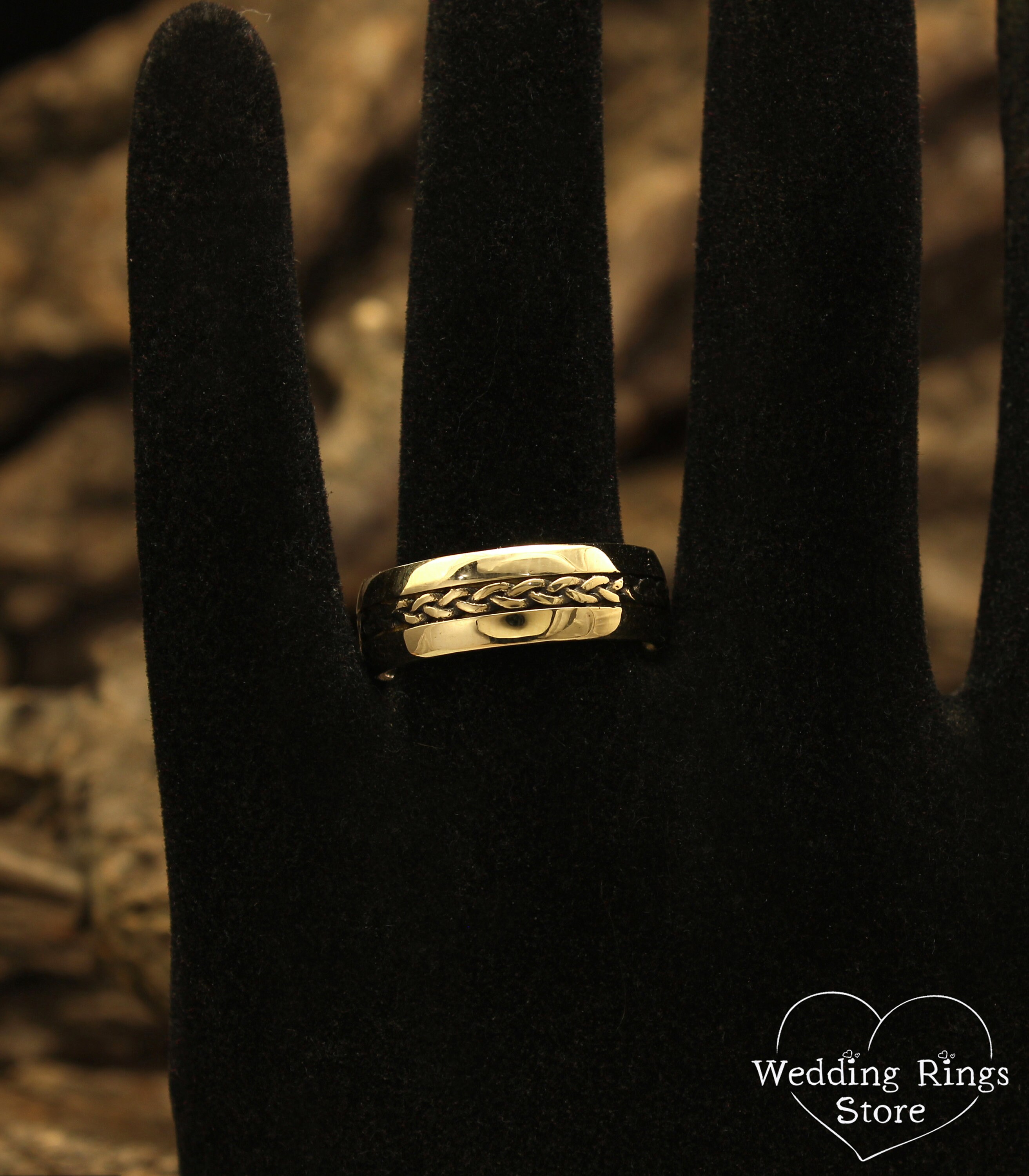 Modern Wicker Wedding Band, Man's Vintage Style Band, Woman's Twisted ...