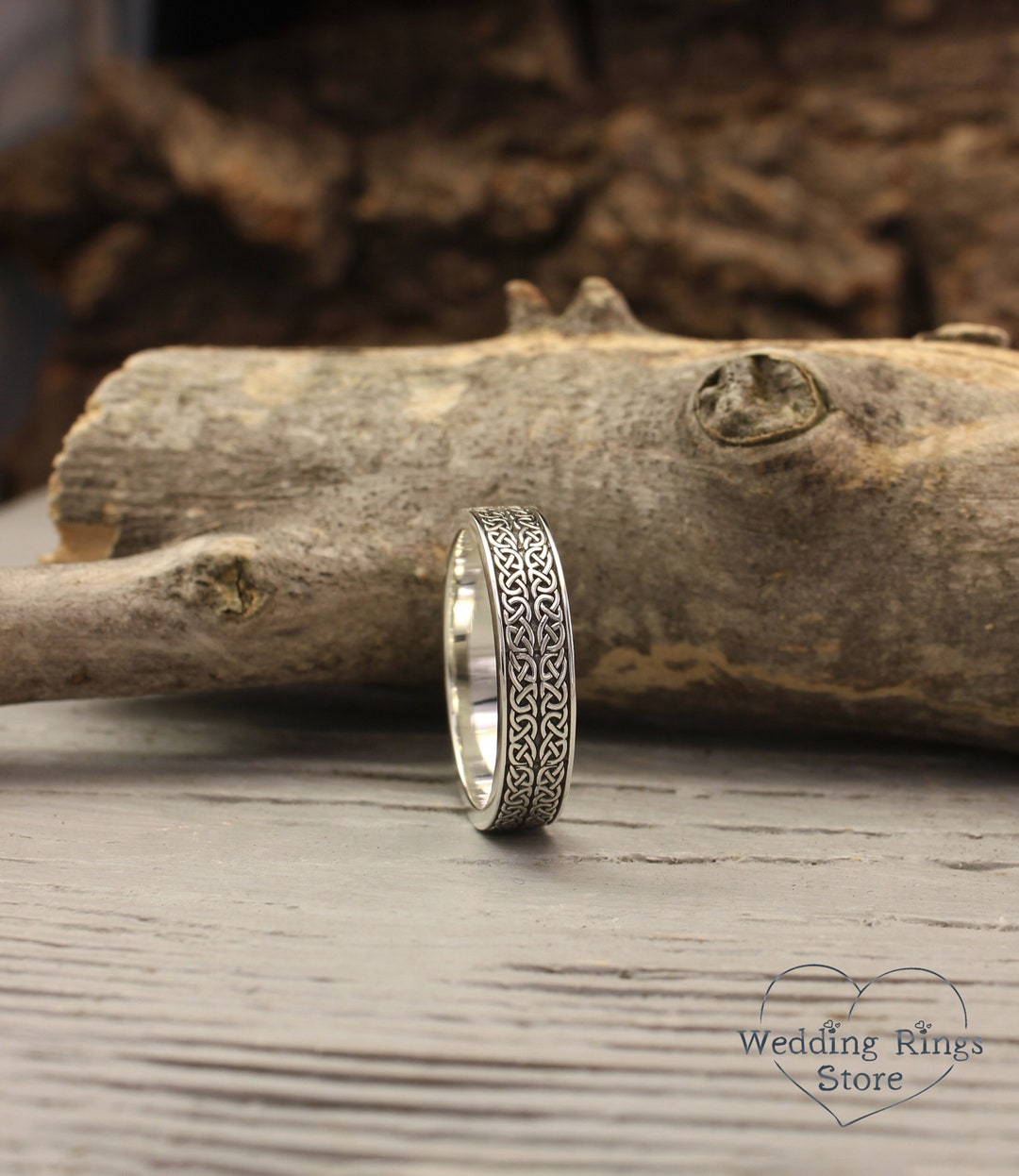 Vintage Silver Celtic Ring for Him and Her — Engraved Celtic Knot Ring ...