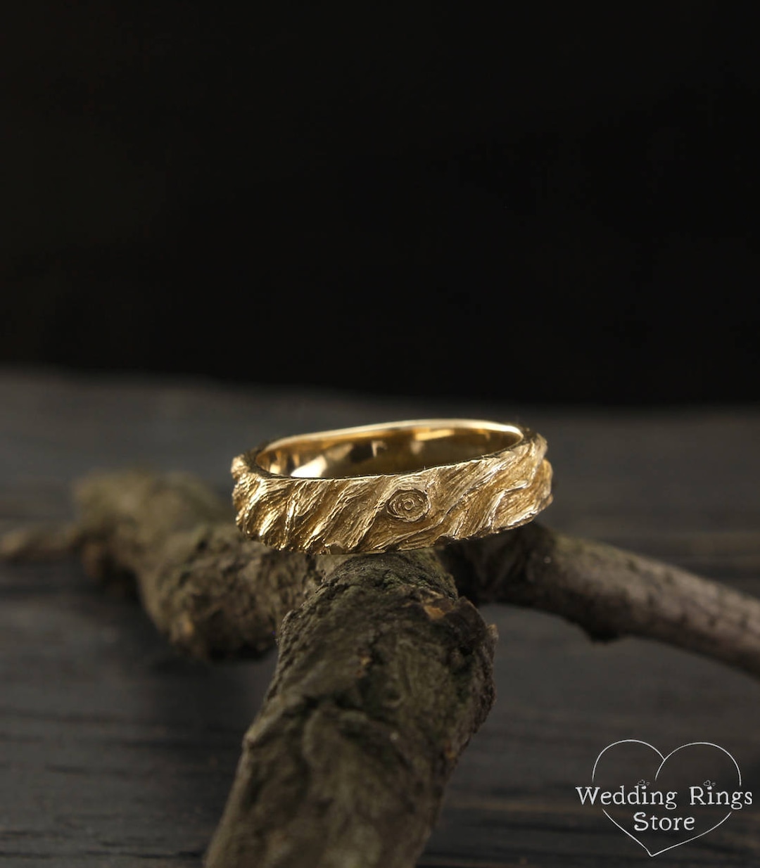 Tree Bark Unique Men's Wedding Band, Unusual Tree Ring, Tree Masculine ...