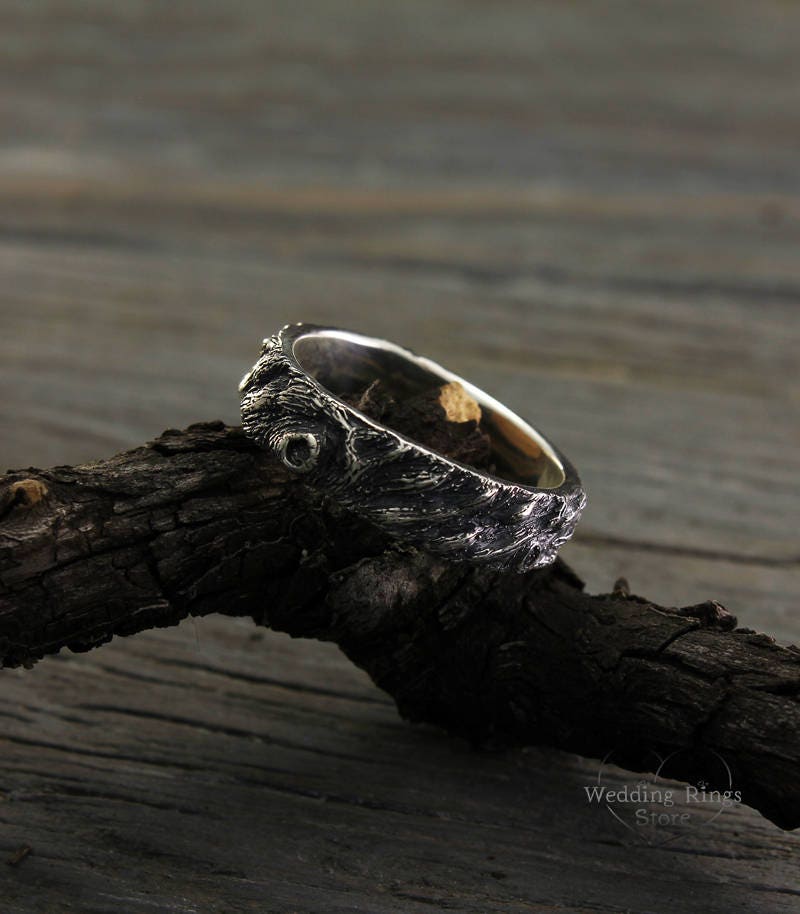 Tree Band Men's Wedding Ring Rustic Wedding Band Tree - Etsy Canada