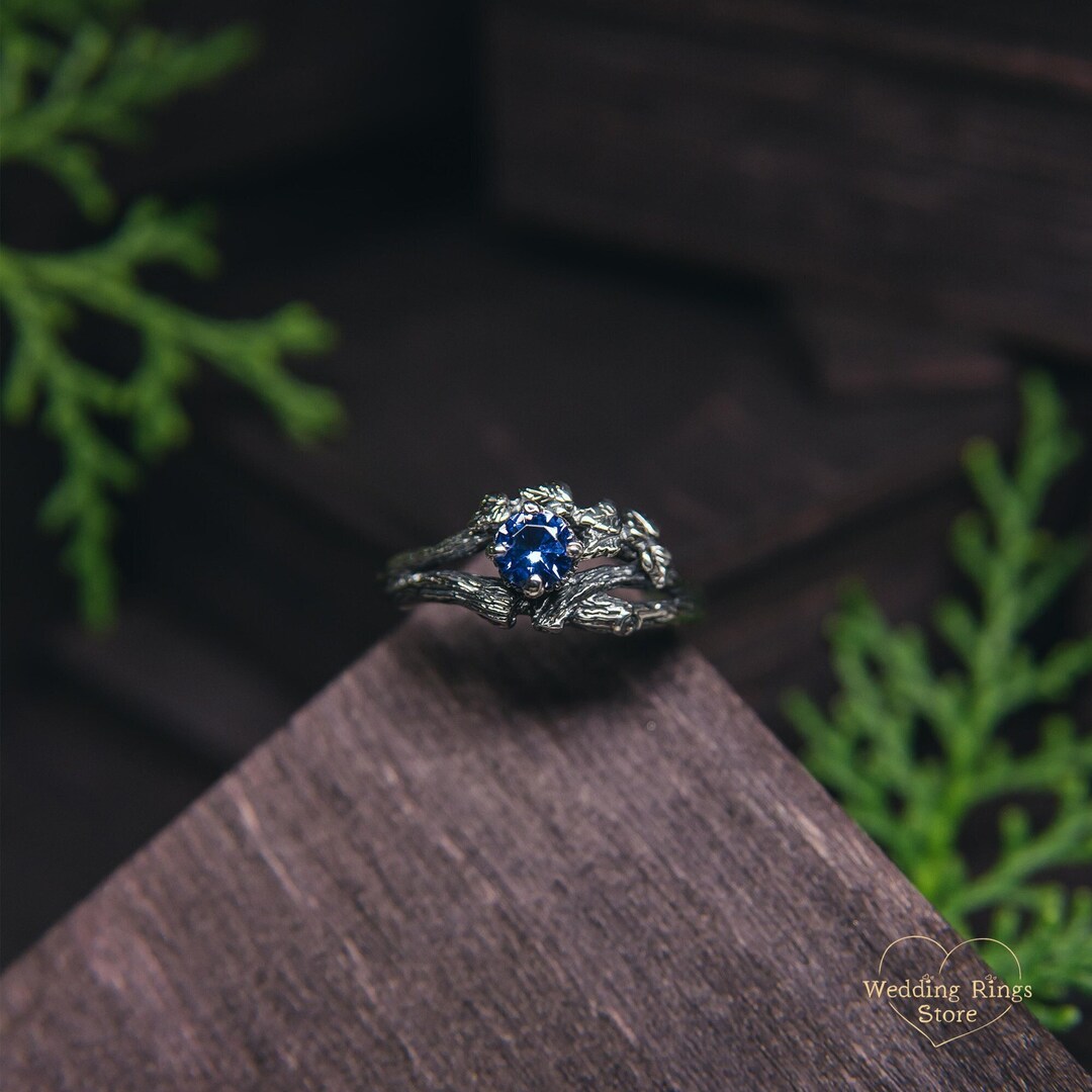 Unique Tanzanite Tree Branch Ring With Leaves, Braided Twig With Blue ...