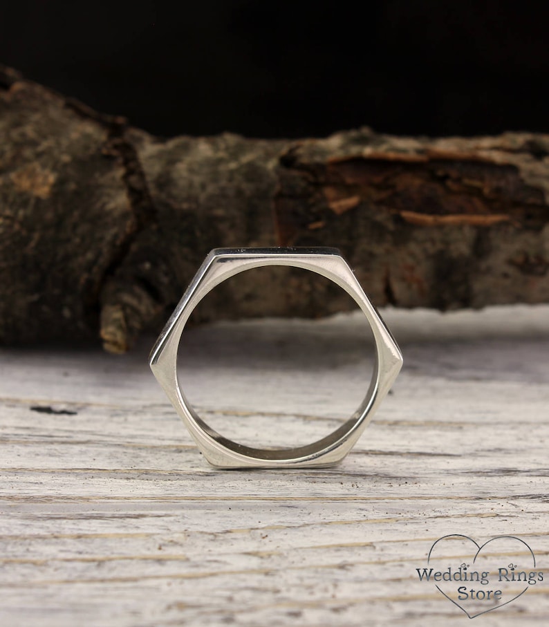 Hexagon Ring 5mm Hex Nut Ring Hexagon Wedding Band Silver - Etsy