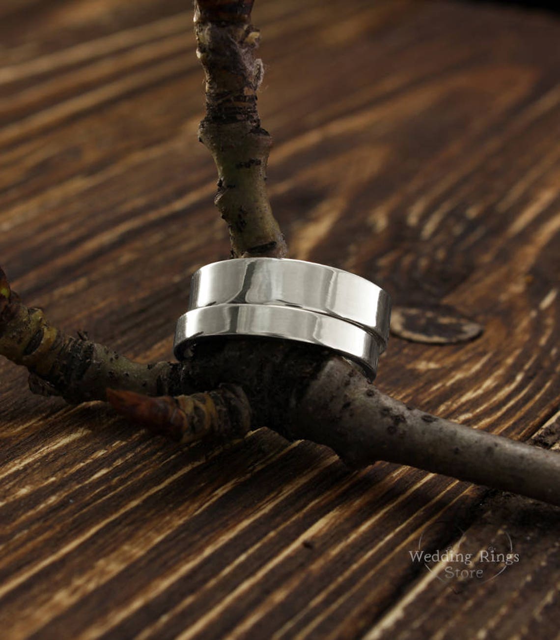 Simple Engagement Ring Set Couple Silver Rings Plain Silver | Etsy