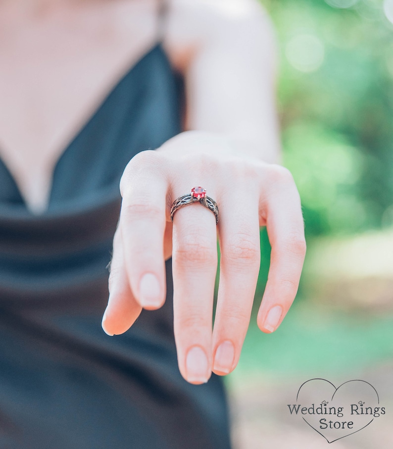 Infinity Branch Engagement Ring With Ruby Dainty Twig - Etsy