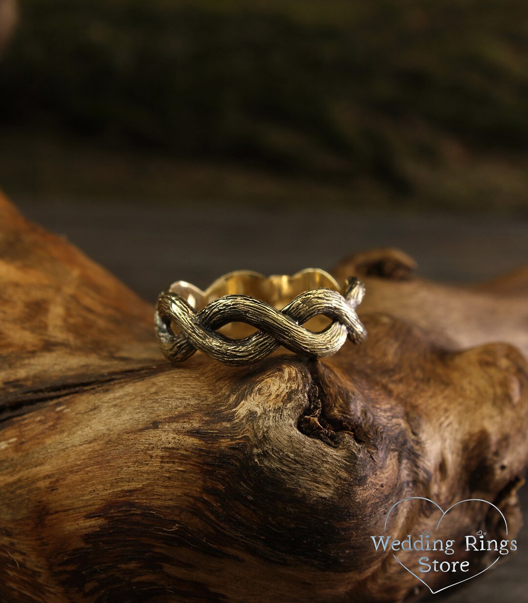 Wide Infinity Tree Branch Gold Wedding Band Unique Nature Inspired ...
