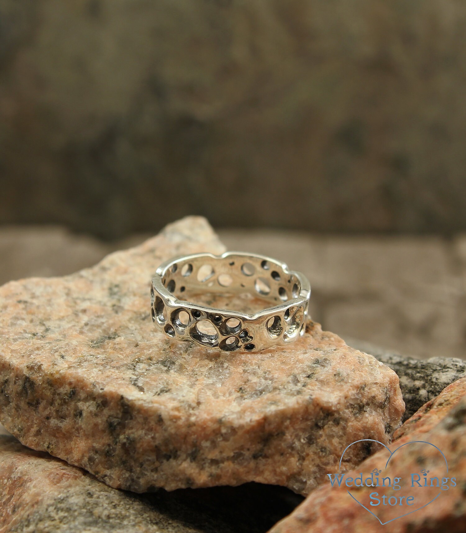 Unique Ocean Women's Wedding Band Nautical Silver | Etsy