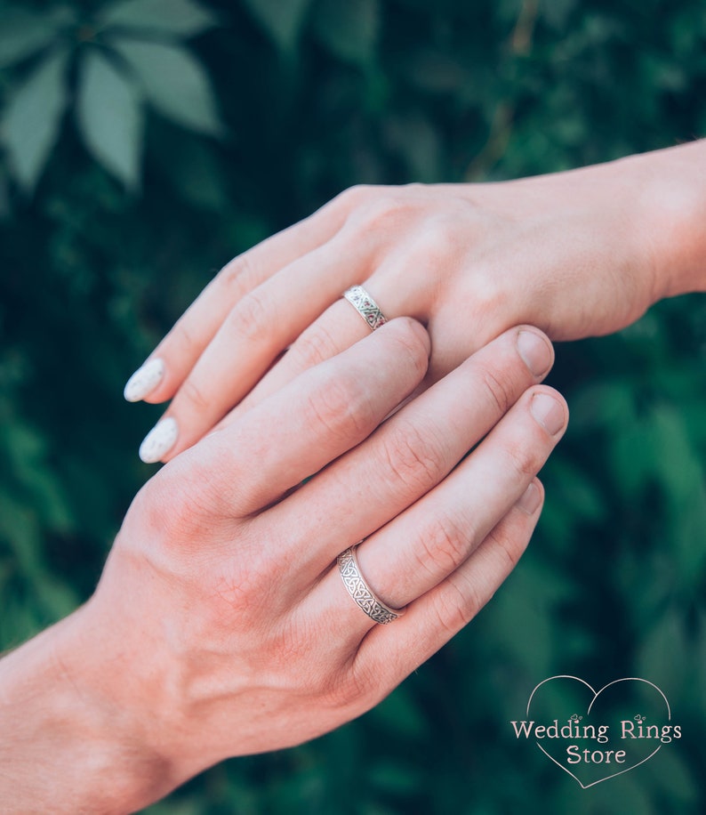 Silver Celtic Matching Wedding Rings Infinity Triquetra - Etsy