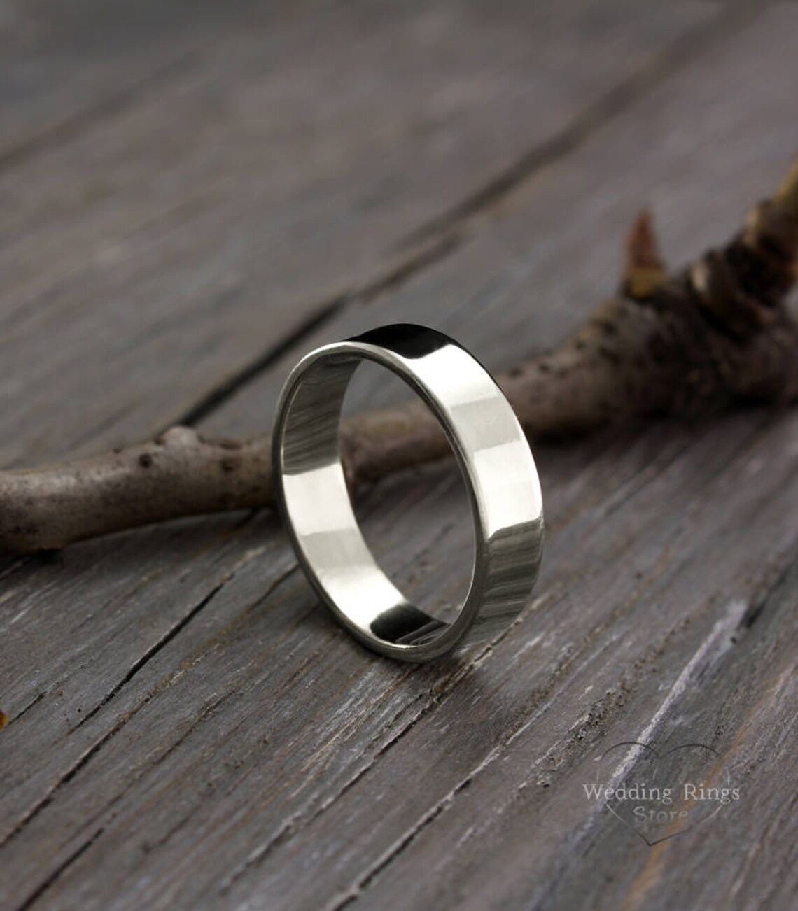 5mm Simple Silver Wedding Ring Flat Ring Plain Silver Band | Etsy