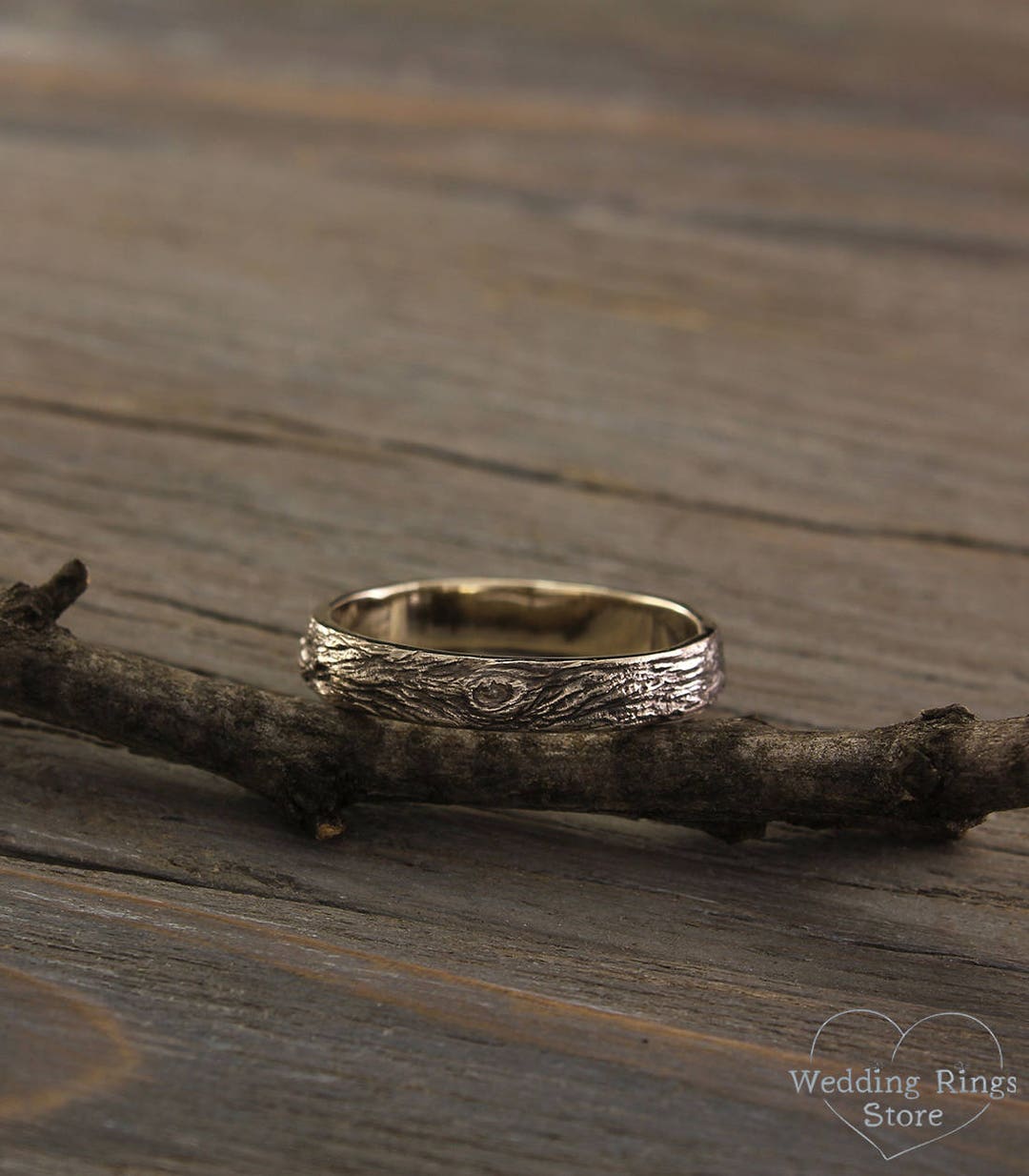 Tree Bark White Gold Wedding Band, Tree Gold Ring, Bark Wedding Band ...